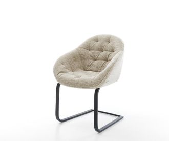DELIFE Freischwinger Gaio-Flex Webstoff Soft Beige Freischwinger flach Schwarz, Esszimmerst&uuml;hle