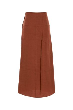 Le Kasha Womens Brick Linen Haifal Skirt Harissa Exterior: Organic Gonne
