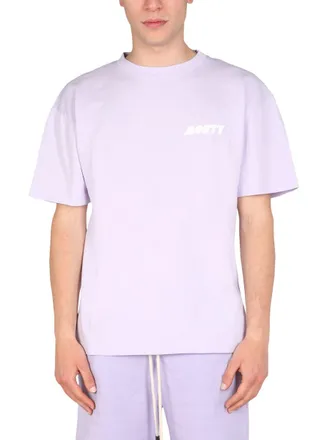 Mouty Logo Print Cotton T-Shirt - Purple