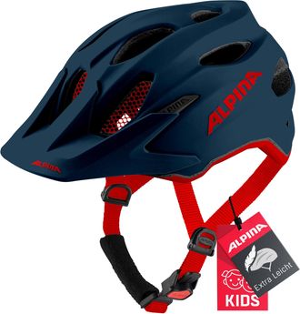 Alpina Alpina Carapax JR. - Leichter, Robuster und Sicherer Fahrradhelm Mit Fliegennetz und Optionalen LED-Licht f&uuml;r Kinder, Indigo matt, 51-56 cm