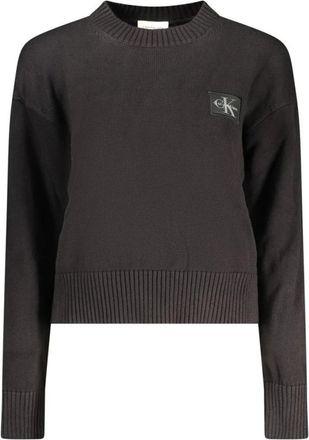 Calvin Klein Femme, Pulls, Noir, Taille: 42 FR Pull Classique en Tricot de Coton