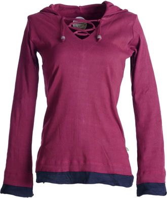vishes Alternative Bekleidung - Lagenlook Longsleeve Shirt mit Zipfelkapuze dunkelrot 44/46