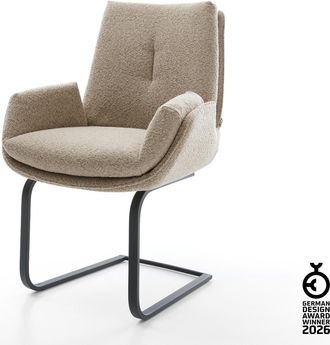 DELIFE Freischwinger Clea-Flex Boucl&eacute; Schlamm Freischwinger flach Schwarz, Esszimmerst&uuml;hle