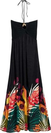 Desigual Femme, Robes, Noir, Taille: 40 FR Robe à Col Halter Imprimé Floral
