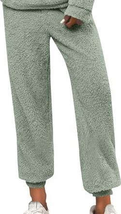 Generic Pantalon dhiver pour femmes en peluche mignonne : pantalon de pyjama pour femmes long et moelleux pantalon en peluche chaud pantalon de jogging polair
