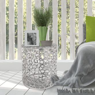 Casamia Beistelltisch Metall Dekotisch ø 40x46 cm rund Agadir Silber o. Gold Farbe Silber