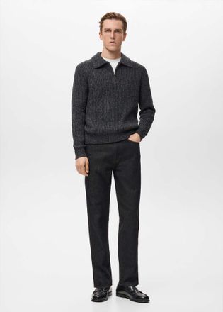 Mango Jean 100 % coton regular-fit cropped black denim - Homme - 38 - MANGO MAN