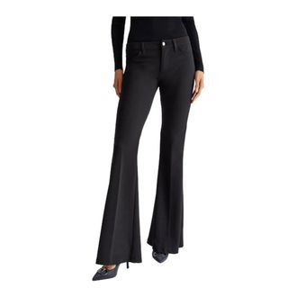 Liu Jo Schlaghose mit Logo auf Ges&auml;&szlig;tasche - - Trousers - Damen - Schwarzk - XL