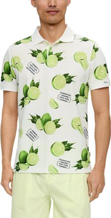 s.Oliver Poloshirt mit All-Over-Print und Kontrast-Details