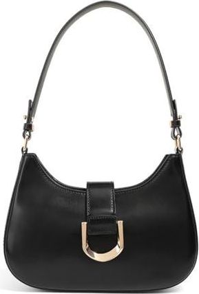 Generic Sac &agrave; bandouli&egrave;re en cuir v&eacute;ritable - Sac &agrave; main en forme de croissant pour femme - Sac &agrave; main r&eacute;tro &agrave; bandouli&egrave;re - Bandouli&egrave;re amovible, Noir, Small