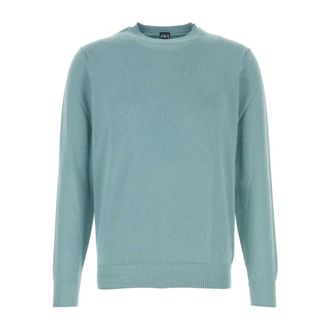 Fedeli Baumwollpullover mit Rundhalsausschnitt - - Knitwear - Herren - Blau - 2XL