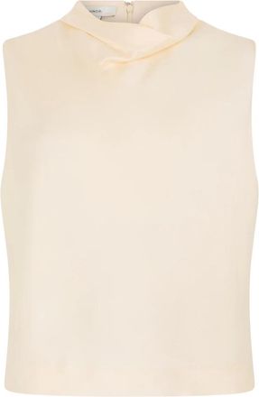 Vince Femme, Tops, Beige, Taille: 36 FR Haut court satin&eacute; &agrave; col b&eacute;nitier