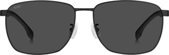 HUGO BOSS Rechteck-Sonnenbrille f&uuml;r Herren (Dunkles Ruthenium/Grau)