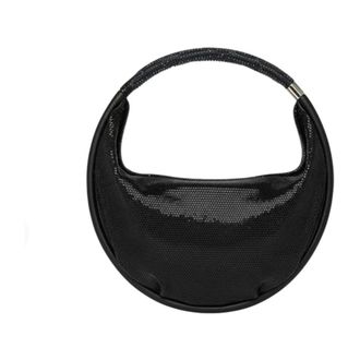 twentyfour Femme, Sacs, Noir, Taille: ONE Size Sac &agrave; main en satin et &agrave; paillettes avec poign&eacute;e orn&eacute;e de bijoux