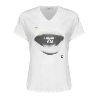 Fendi TI AMO V-Ausschnitt T-Shirt - - Tops - Damen - Wei&szlig; - L