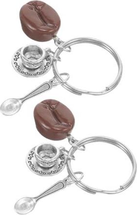 BESTONZON VALICLUD Lot de 2 set de Porte-Cl&eacute;s Mug Souvenir de Grains de Caf&eacute; Breloques Miniatures en R&eacute;sine Solide Accessoire D&eacute;coratif pour Paquet &agrave; Main Pr&eacute;se