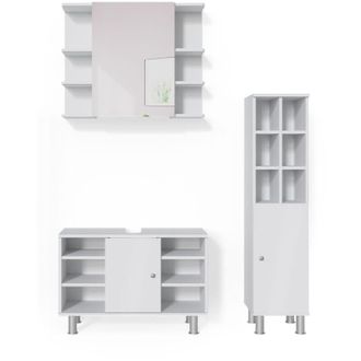Vicco Ensemble de meubles de salle de bain Fynn, Blanc, 3 parties