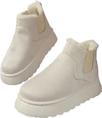 Generic Bottines de neige confortables et &eacute;l&eacute;gantes &agrave; col pelucheux pour femme - En daim orthop&eacute;dique - Chaudes - Chaussures de marche lat&eacute;rales &eacute;lastiques, b