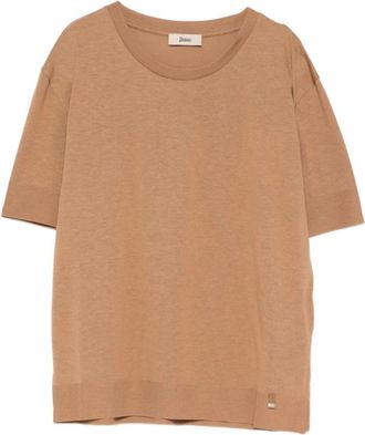 Herno Femme, Tops, Brun, Taille: 38 FR Pull &agrave; Manches Courtes en Maille Fine