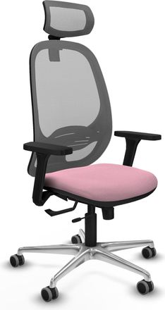 Piqueras y Crespo Cilanco Kindersitz mit 3D-Armlehnen, h&ouml;henverstellbarer Lendenwirbelst&uuml;tze und h&ouml;henverstellbarem Kopfteil, Grau/Rosa