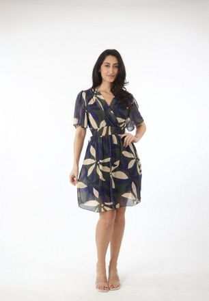 Elara A-Linien-Kleid Damen Sommerkleid mit Blumenmuster - Elegantes Kurzarm Kleid