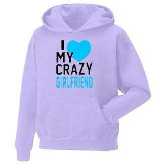 Generico Sweat à capuche à manches longues avec inscription I Love My Crazy Girlfriend pour femme, violet, XXXL