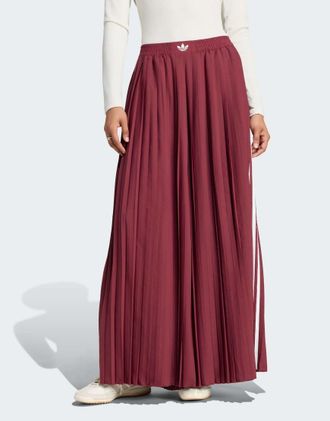 adidas Originals pantalon de jogging pliss&eacute; 3 bandes en rouge ombr&eacute;