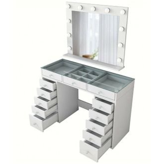 Dmora Kommode Alkarb, 13 Schubladen, 44,5x120x79,8h cm Wei&szlig;