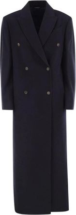 Brunello Cucinelli Femme, Manteaux, Bleu, Taille: 36 FR Manteau long crois&eacute; en m&eacute;lange de laine