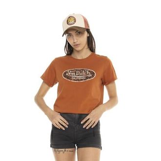 Von Dutch Tee Shirt Femme 100% Coton, T-Shirt Femme L&eacute;opard, Col Rond & Regular Fit, Marron Taille XS
