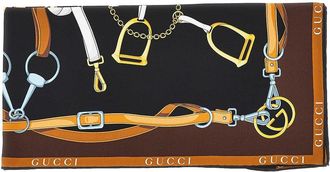 Gucci Silk twill scarf with Horsebit print Woman One Size