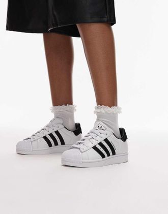 adidas Originals Superstar II - Sneaker aus Ponyhaar in Wei&szlig; und Schwarz