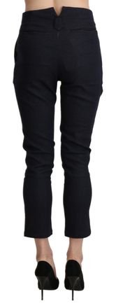 Ermanno Scervino Womens Black High Waist Capri Cropped Cotton Pants
