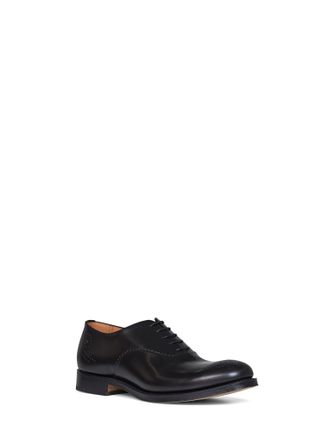 Churchs Mens Oxford Shoes Skipton Black Brushed Leather Calf Lace-Up Flat