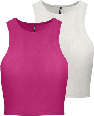 Only Onlbelia S/L Crop Top Cs JRS 2Pack