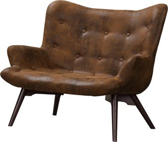 Mørteens home24 2-Sitzer Sofa Braun Microfaser Goda 115 x 90 x 85cm Dunkelbraun Skandi