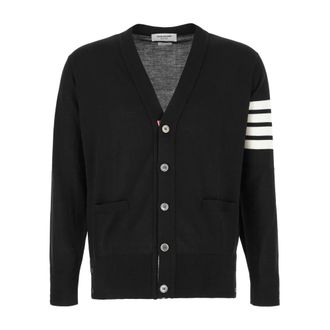 Thom Browne 4-Bar V-Ausschnitt Cardigan - - Knitwear - Herren - Blau - M
