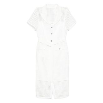 DKNY Beiges Spitzen Midi Kleid - - Dresses - Damen - Wei&szlig; - L