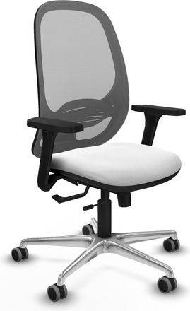 Piqueras y Crespo B&uuml;rostuhl mit Lendenwirbelst&uuml;tze mit 3D-Armlehnen, ausgestattet mit Syncro/Traslack und Schneideschaum, 65 mm Rollen, Parkett, Grau/Wei&szlig;