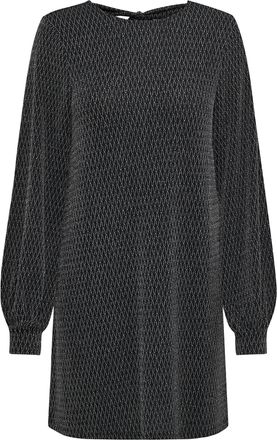 Only Damen Onlcarol L/S Glitter Bow Dress JRS Kleid, Black/Detail:Harlekin Silver, Small