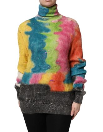 Dolce & Gabbana Womens Multicolor Mohair Turtleneck Nylon Wool