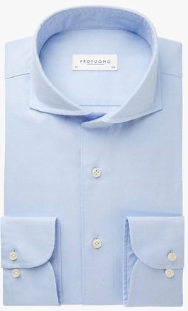 Profuomo Unifarbenes Hemd in Oxford-Qualit&auml;t mit Haifischkargen in
