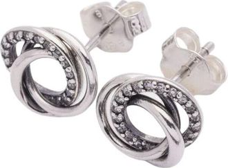 Pandora Boucles doreilles &agrave; clous Famille Toujours Entrelac&eacute;e - Femme - Accessoires - Blanc - Taille: ONE Size