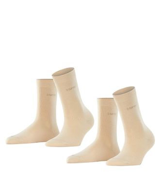 Esprit Damen Socken Uni Multipack W So Baumwolle einfarbig 2 Paar, Beige Cream 4011, 39-42