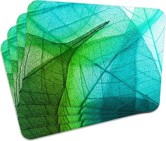 MG Design Set aus 4 Kork-Platzsets - Abstract Leaves 1 - 30 x 40 cm - hitzebest&auml;ndig & abwischbar, mit Korkr&uuml;ckseite