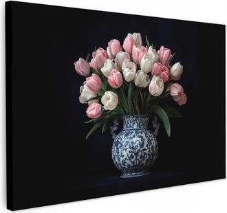 MuchoWow © Leinwandbild Groß 120x80 cm XXL Dekoration Wohnzimmer Bilder Pictures Wall Decoration Living Room Wohnungs Deko Moderne Bild Blumen - Rosa - Tulpen 