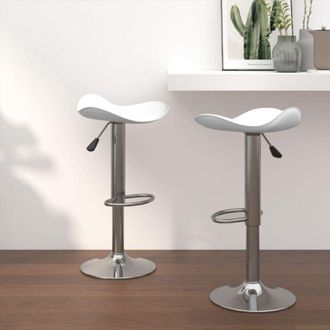 vidaXL Vidaxl - Tabourets de bar lot de 2 blanc acier chromé et cuir artificiel