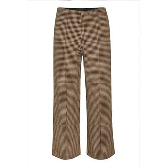 Part Two Pantalon Large &agrave; Carreaux Marron - Femme - Pantalons - Brun - Taille: 48 FR