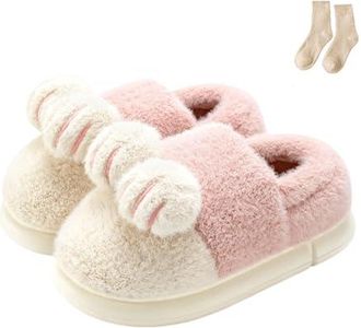 Generic Pantoufles en forme de patte de chat 3D pour femme, chaussons dhiver confortables et chauds en fourrure, rose b, 37/38 EU