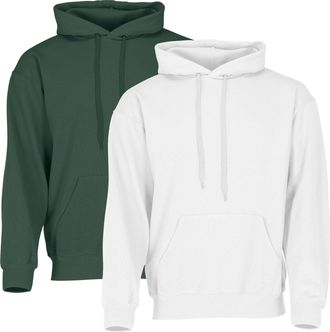 Fruit Of The Loom Classic Hooded Sweat 2er-Pack Herren, Bottle + White, XXL